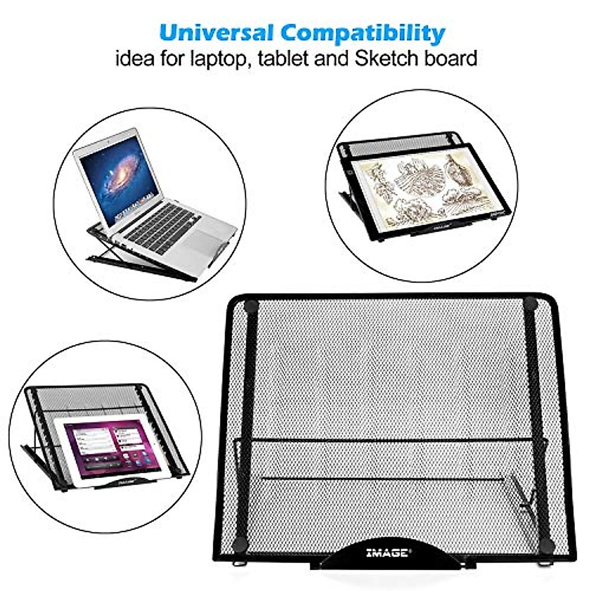 IMAGE Large Version Stand Ventilated Adjustable Light Box Laptop Pad Stand, Multifunction(12 Angles) Skidding Prevented Tracing Holder for AGPtek/Huion A3 A4 LED Tracing Light Pad & Diamond Painting
