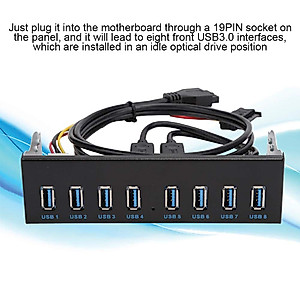 USB3.0 8 Port HUB Optical Drive Panel 19PIN 8 Port Hub Optical Drive Extension Front Panel Adapter for PC Computer, Extension Drive Front Panel