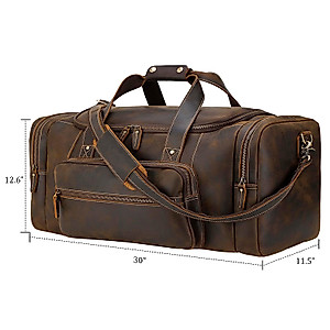 Polare 30" Leather Duffel Weekender Travel Bag For Men With Full Grain Cowhide Leather XX-Large 72L