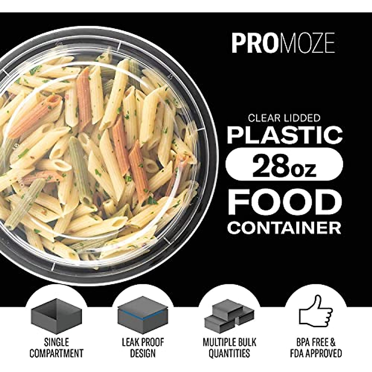 50-Pack meal prep Plastic Microwavable Food Containers Bowls for meal prepping with Lids (28 oz.) Black Reusable Storage Lunch Boxes -BPA-Free Food Grade -Freezer & Dishwasher Safe. - PREMIUM QUALITY