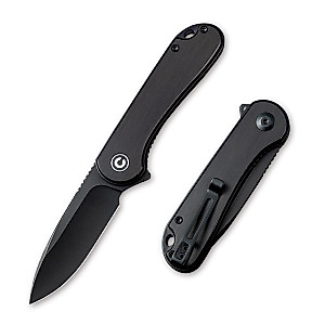 CIVIVI Folding Pocket Knife, 2.96" D2 Black Stonewashed Blade Black Ebony Wood Handle, Elementum Liner Lock Flipper Knife with Deep Carry Pocket Clip for EDC C907W
