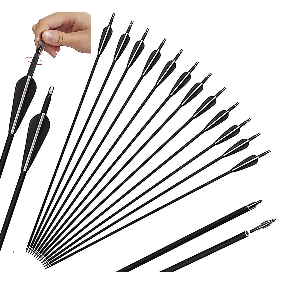 Vogbel Archery Recurve Bow and Arrows for Adults 52" Archery Set 30-50lb Takedown Bow Right Hand Metal Riser with Arrows Quiver for Hunting Shooting(40lb)