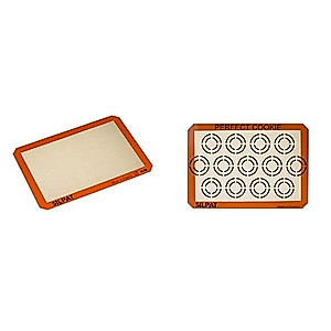SilPat Baking Kit; Includes One Perfect Cookie Silcone Baking Mat and One Premium Non-Stick Silicone Baking Mat, Half Sheet Size, 11-5/8 x 16-1/2