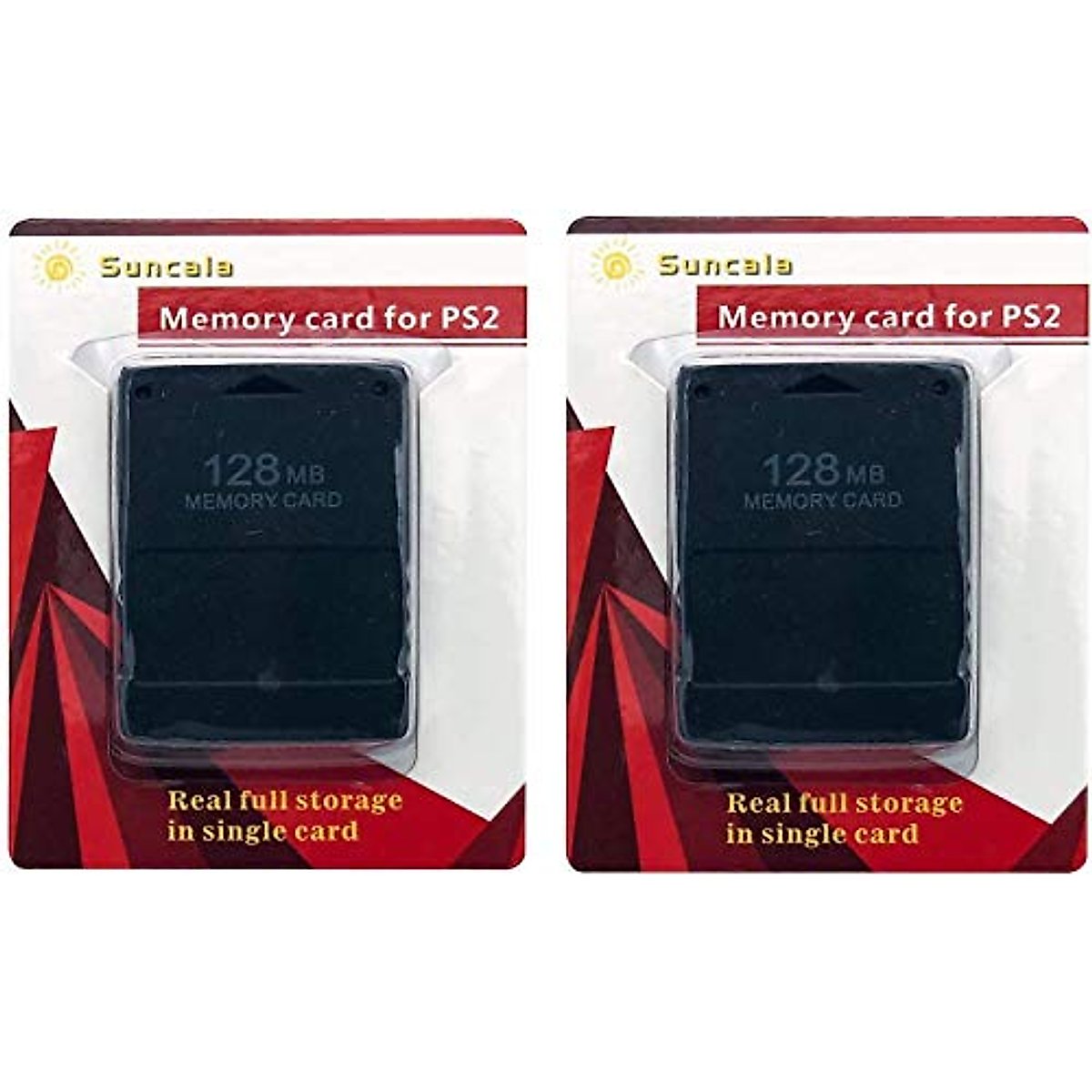 Suncala 2 Pack Memory Card for Playstation 2, 128MB High Speed Memory Card for Sony PS2 ps2 Memory Card