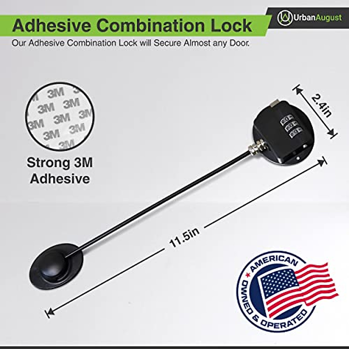 Urban August Adhesive Combination Lock – Childproofing & Baby Safety, Heat Resistance, Easy to Install with Heavy Duty 3M Adhesive Tape, Best for Cabinets, Drawers, Doors & refrigerators (Two)