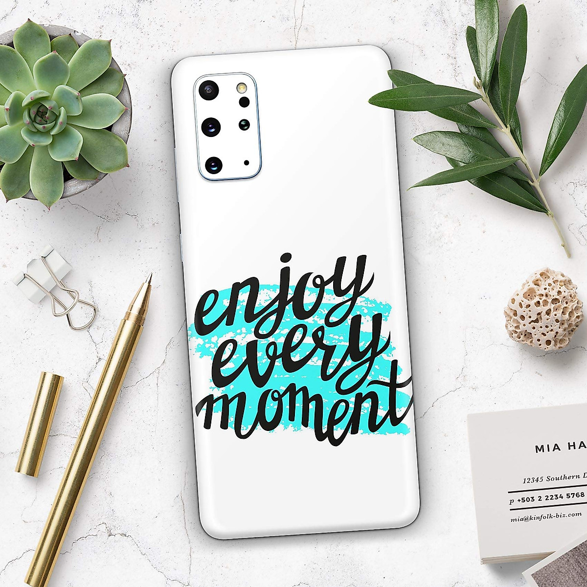 DesignSkinz Enjoy Every Moment Protective Vinyl Decal Wrap Skin Cover Compatible with The Samsung Galaxy S20 (Screen Trim & Back Glass Skin)