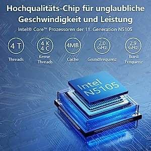 Intel NUC 11, NUC11ATKC4 Mini PC with Quad-Core Celeron N5105, Versatile Mini Computers 8GB DDR4 RAM & 256GB SSD - Support HDMI Dual 4K UHD/Bluetooth v5.2/Windows 11 Pro preinstalled