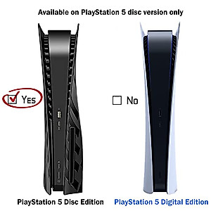 PS5 Cover Plates with Skin Stickers for PS5 Console, Niaycouky Face Plates Black with Hard Shell Protective, PS5 Accessories Plates, Shockproof Anti-Scratch Playstation 5 ABS Cover for Disc Edition