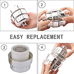 GOGOUP Universal Replacement Shower Filter Cartridge for Hard Water, 15-Stage Filter Cartridge-Reduces Chemicals Chlorine Transform Itching Eczema & Acne into Glowing Hair Nails & Skin Fast