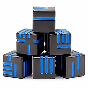 D6 Metal Dice Set, HNCCESG 6 Sided Dice 6 Pieces Solid Metal Game Dice for DND Dungeons and Dragons Role Playing Game RPG Pathfinder Shadowrun Warhammer D&D Accessories Gift (Blue)