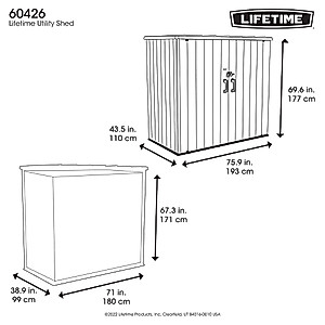 Lifetime Outdoor Utility Storage Shed with Double Wall Steel-Reinforced Construction, 6.3 x 3.6 FT