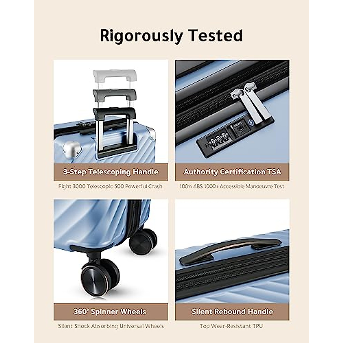 LUGGEX PC 24 Inch Luggage with Spinner Wheels - Hardside Expandable Medium Checked Luggage - Aluminum Corner for Hassle-free Travel