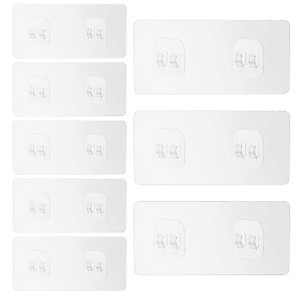 Prasacco 8 Pcs Adhesive Hooks Strong Shower Shelf Hooks Double Claw Wall Hooks Sticker Hooks for Shower Caddy Basket Kitchen Bathroom