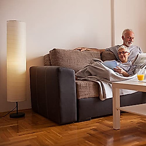 Modern Floor Lamp, Dimmable 3 Levels Brightness Paper Tall Lamp Standing Lamps with Lampshade, 55'' Minimalist Floor Lamps for Office, Kids Room, Reading, Home Decor (White)