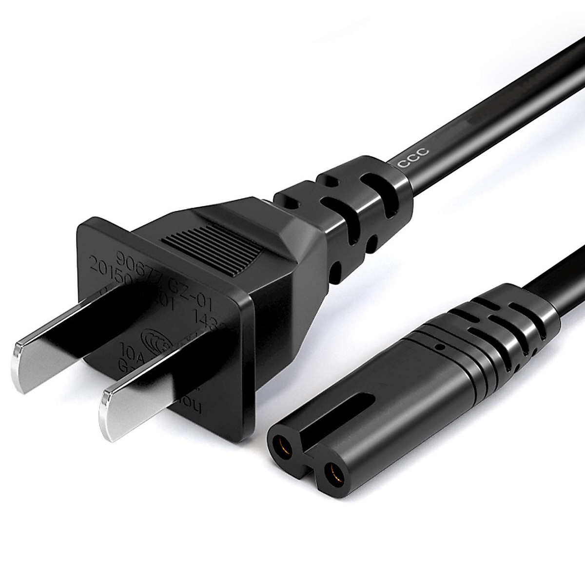 2 Prong AC TV Power Cord for Samsung 24" 32" 40" 43" 48" 49" 50" 55" 60" 65" 75" inch LCD HD Smart 4K TV, Samsung Subwoofer Speaker, TCL Roku,HP Printer Power Cord Power Cord Supply Cable Replacement