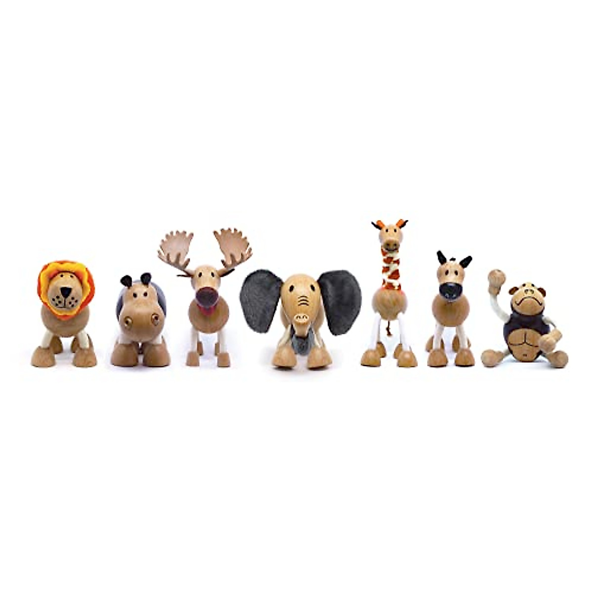 Anamalz Elephant Wooden Animal Toy for Toddlers, Fun and Posable Elephant for Early Learning, Montessori, and STEM, Smooth Natural Wood, Boys and Girls