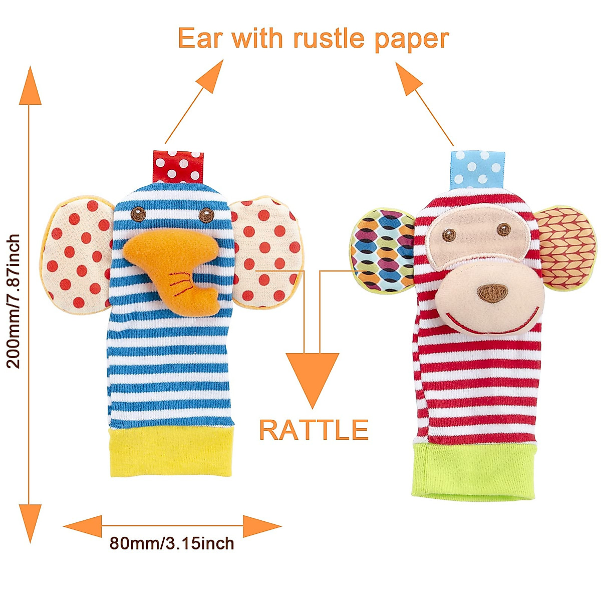 Baby Rattle Socks and Baby Foot Finder - Baby Toys 0-12 Months Baby Wrists Rattle and Socks Foot Finders Set - Developmental Infant Toys 0-12 Months for Baby Girls & Boys