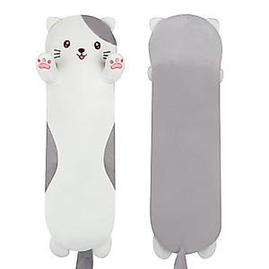 28inch Cat Plush Body Kitty Pillow, Soft Giant Doll Cute Kitten Squishy Cats Stuffed Animal Toy Gifts for Kids, Halloween, Christmas, Thanksgiving, Birthdays