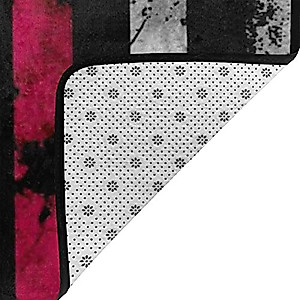 MODREACH 60 x 39 inches Area Rug Easy to Clean Stain, Contemporary Style Thick Soft Living Dining Room Rug (Firefighter Thin Red Line American Flag)