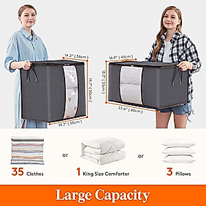Lifewit 8 Pack 35L Clothes Storage Bag, Bundle with 4 Pack 90L Clothes Storage Bag Organizer, Grey