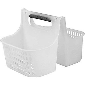 JOEY'Z Large Two Compartment Plastic Shower Bath Organizer Tote/Caddy with Soft Grip Non-Slip Handle - Single Tote, Colors May Vary