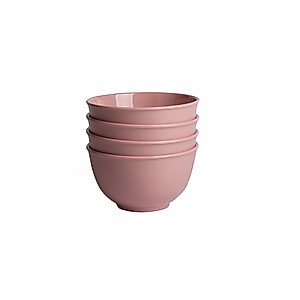 M&B GWPP Melamine Plastic Cereal Bowls, 30 oz Soup Bowls, Dessert Bowl set of 4 for Serving Salad, Ice Cream, Snack, Oatmeal, Soup, Noodle, Ramen, Fruits (Pink)