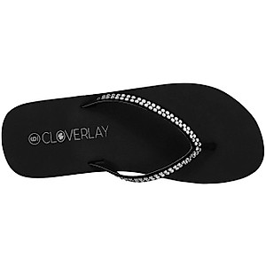 CLOVERLAY Women’s Flip Flops Platform Sandals Wedge Flip Flop Thong Sandal (10, Black)