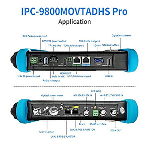 Rsrteng IPC-9800MOVTADHS Pro Full Features CCTV Camera Tester 8K 32MP IP Camera Tester 7-inch IPS Touch Screen Monitor CCTV Tester with 4K HD-TVI CVI AHD SDI Support DMM OPM VFL TDR Features POE HDMI