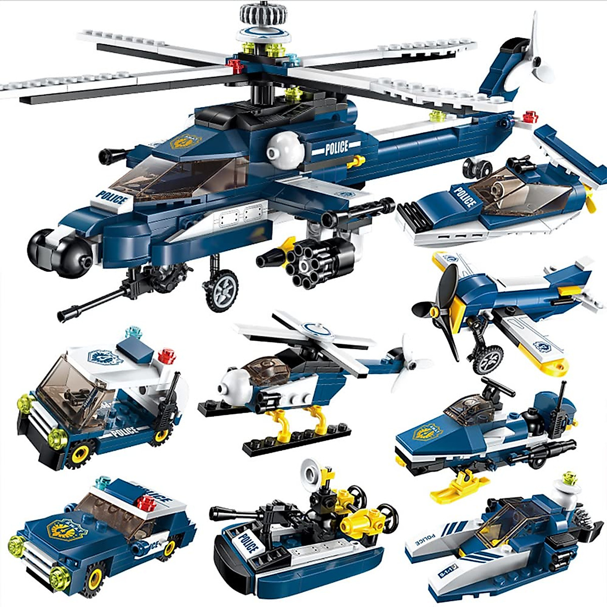 Ulanlan 8-in-1 Military Helicopter Building Bricks Toys, STEM Building Toys 381PCS Creative Gunship Construction Toys Armed Plane Military Vehicles Blocks Kit for Kids Age 6 +