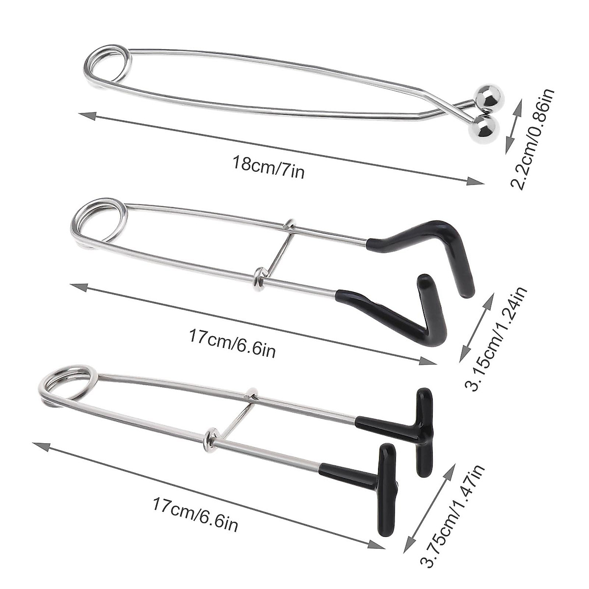 Set of 3 Fish Mouth Spreader Stainless Steel Fish Mouth Hook Remover Jaw Retractor Spring Fish Mouth Opener Fishing Accessories, SP|624