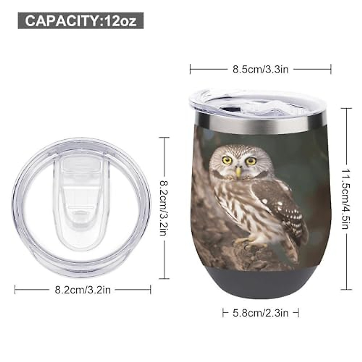 WYUSPGK 304 Stainless Steel Insulated Cup, Wildlife Animal Owl Print Smooth Rim, Durable & Reusable - Perfect for Office, Home, And Travel