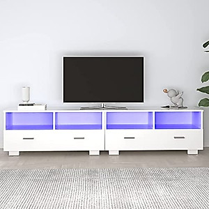 Catrimown Modern LED TV Stand with 20 Color RGB Lights, 71" White Gaming Entertainment Center TV Console with 2-Tier Storage Cabinet for Up to 80 Inch TV, for Living Room Bedroom