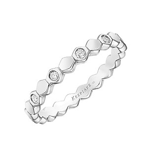 Stackable Ring for Women with Diamond Accent Hexagon Wedding Band in 925 Sterling Silver 1/10ct (I-J Color, I3 Clarity), Size 6, by Keepsake