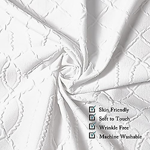 OWENIE White Shower Curtain for Bathroom, 3D Embossed Geometric Polyester White Water-Proof Fabric Shower Curtains, Modern Luxury Elegant Innovative Design Hotel Style, 72 x 72 Inch