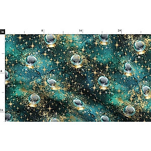 Spoonflower Square Throw Pillow, 18", Velvet - Crystal Ball Medium Astrology Carnival Fortune Cards Print Throw Pillow Cover