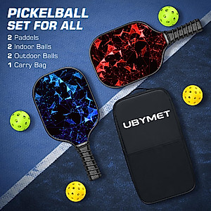 Pickleball Paddles USAPA Approved, Carbon Fiber Surface (CHS) Pickleball Paddles Set of 2, Professional Pickleball Racket, Cushion Grip, Honeycomb Core, 4 Balls & 1 Carry Bag, All Ages' Gift