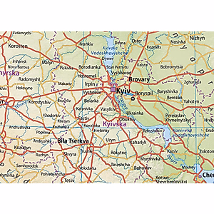 Detailed Ukraine Physical Map - 23.3 x 33.1 Inches - Paper Laminated
