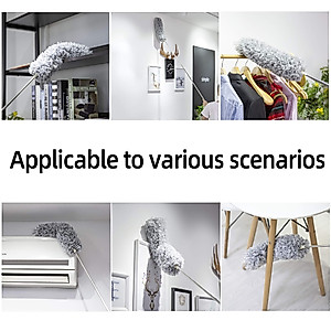 ZZ LAZYCOTTAGE Microfiber Duster with Extension Pole,Washable Bendable Head Ceiling Fan Duster,15-100 inch Wet or Dry Dust Collect Telescoping Dusters for Cleaning Ceiling Fan,High Ceiling,Furniture