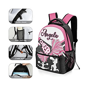 XOZOTY Cheerleader Backpack Custom Personalized Book Bags with Name Cheer Pom Pink