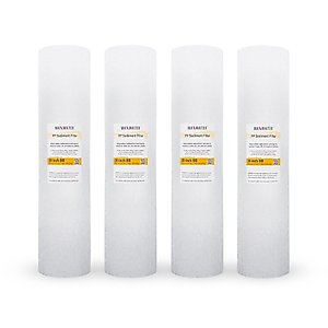 Max Water 20 inch x 4.5 inch, 1 Micron Replacement Sediment Water Filter Cartridge for Whole House, Melt Blown Filtration Fiber for Heavy Duty (Pack of 4)