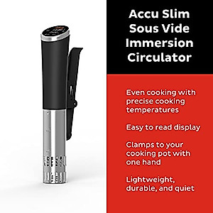 Instant Accu Slim Sous Vide 800W Precision Cooker, Immersion Circulator, From the Makers of Instant Pot, Ultra-Quiet Fast-Heating with Big Touchscreen Accurate Temperature and Time Control, Waterproof