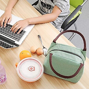 Lunch Bags Reusable Lunch Tote Bags Portable Lunch Cooler Bag Lunch Holder Insulated Lunch Box Bag for Picnic Office Beach (Green)