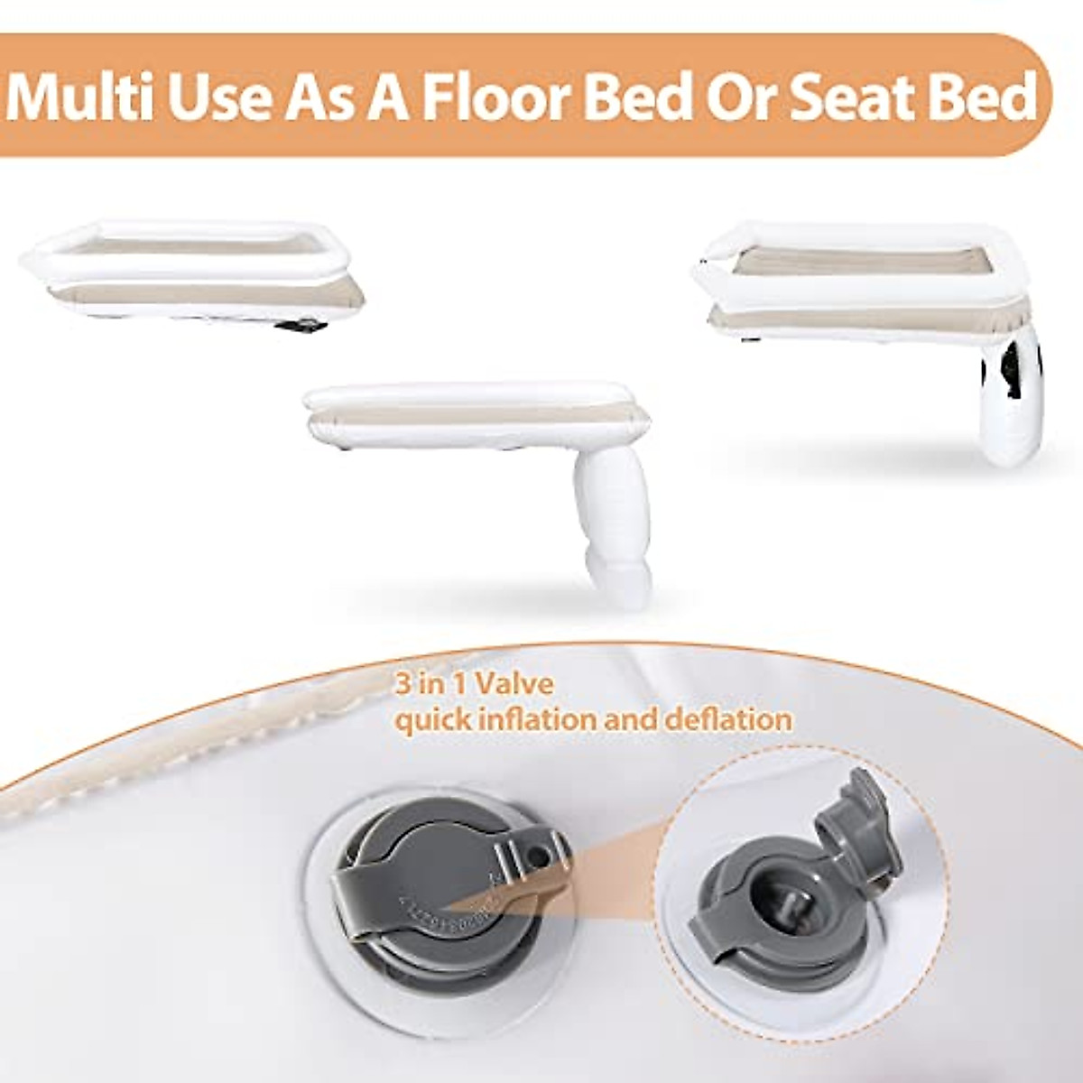 AJEE Inflatable Toddler Airplane Travel Bed, Baby Airplane Bed with Manual Inflatable Pump, Fits Most Airplane Economy Seats, Unique Shape & Storable, Kids Airplane Travel Essentials