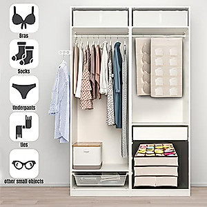 5pcs Underwear Drawer Organizers Divider Foldable Cabinet Closet Hanging Bag, Wardrobe Storage Box for Clothes, Socks, Ties, Belts(Beige)