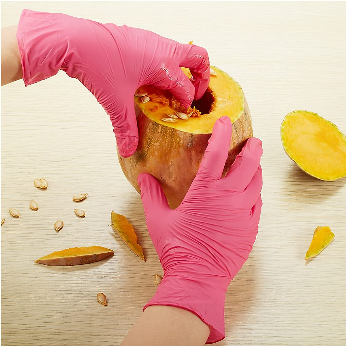 Kids Gloves Disposable, Nitrile Gloves for 7-14 Years - Latex Free, Food Grade, Powder Free -for Crafting, Painting, Gardening, Cooking, Cleaning - 100 PCS Rose red