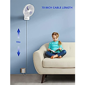 Airbition 8” Small Wall Mount Fan with Remote Control, 90°Oscillating, 4 Speeds, Timer, Included 120° Adjustable Tilt, High Velocity, 70Inch Cord, for RV Bedroom Home Office Garage
