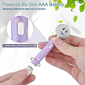 Honiha Handheld Mini Fan, Small Portable Pocket Fan, Creative Smiley Face Shaped Personal Fan Replaceable Battery Hand held Fan Cute Little Fan for Girls, Women, Kids, Outdoor Travel, Commute, Blue