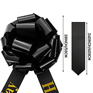 Happy Birthday Car Bow Big Car Ribbon Bow Large Gift Wrapping Bow Giant Bow for Car Decorative Huge Pull Bow for Christmas Party Birthday Car Decoration (Black,20 Inches)