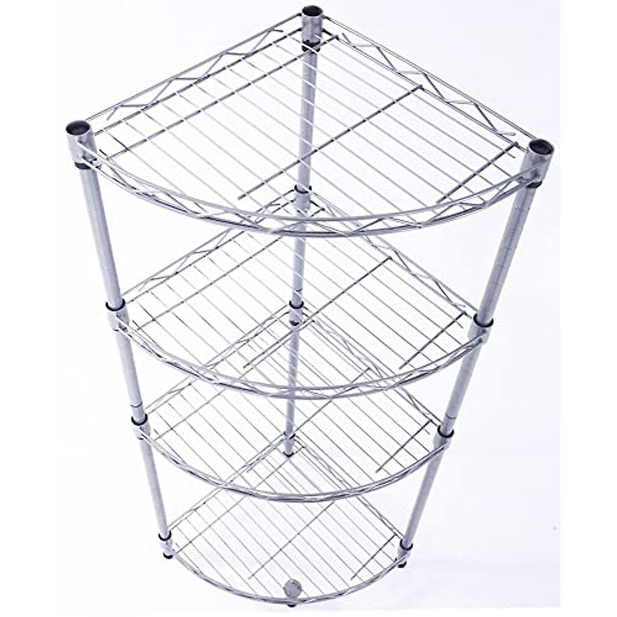 be current 4-Shelf Steel Wire Corner Shelving Unit, Small Shelf Stand, Adjustable 4 Tier Shelf, Metal Storage Shelves Oraginzer Racks for Kitchen, Bathroom, Laundry, Pantry, Closet, Silver Gray