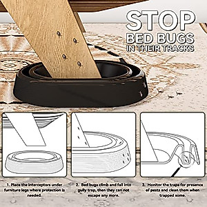 Bed Bug Interceptors | Bed Bug Interceptor Traps | Insect Trap, Monitor, and Detector for Bed Legs (Black - 12 pcs)